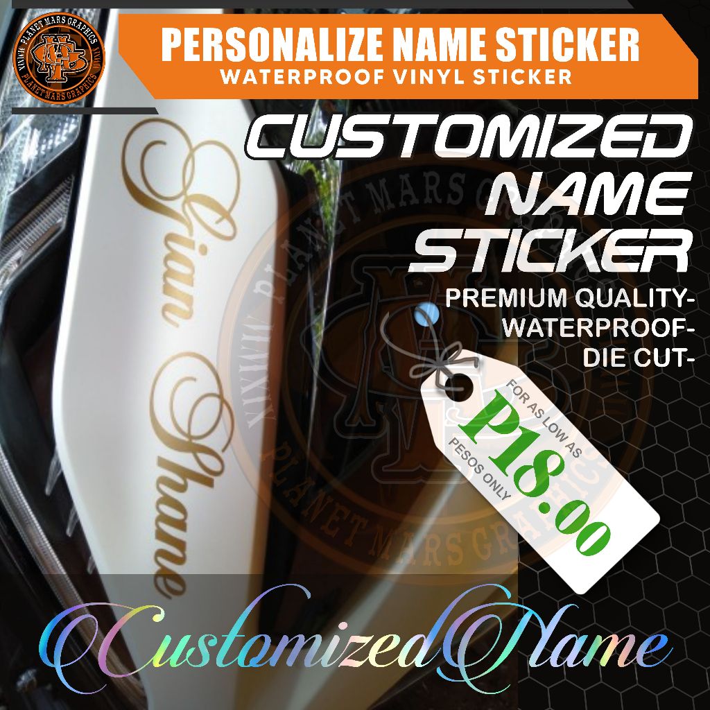 Personalized Name Sticker Decals For Motorcycle Car Helmet Tumbler ...