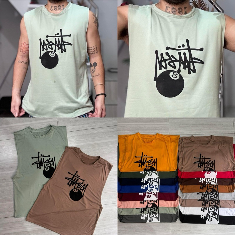 PLAIN STUSSY PRINT MUSCLE CUT SANDO FOR MEN BUNDLE OF 6 OR 12 PCS PER ...
