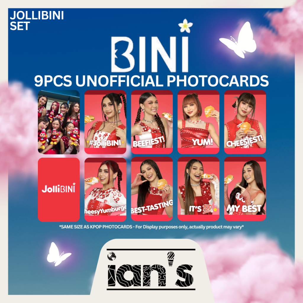 BINI JOLLIBEE JOLLIBINI SET PC UNOFFICIAL FANMADE P-POP PHOTOCARD (9PCS ...