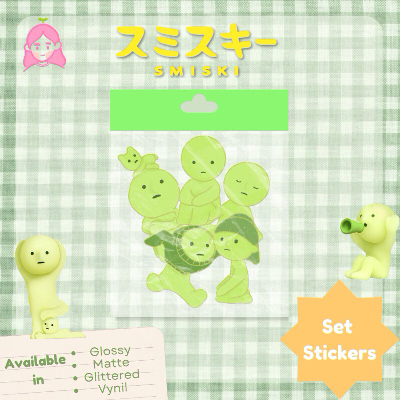 Smiski Sticker pack set 5pcs glossy matte waterproof vinyl glittered ...