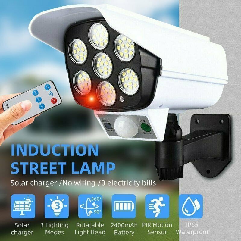Solar Light Motion Sensor Fake Security Camera Wall Garden LED Night ...