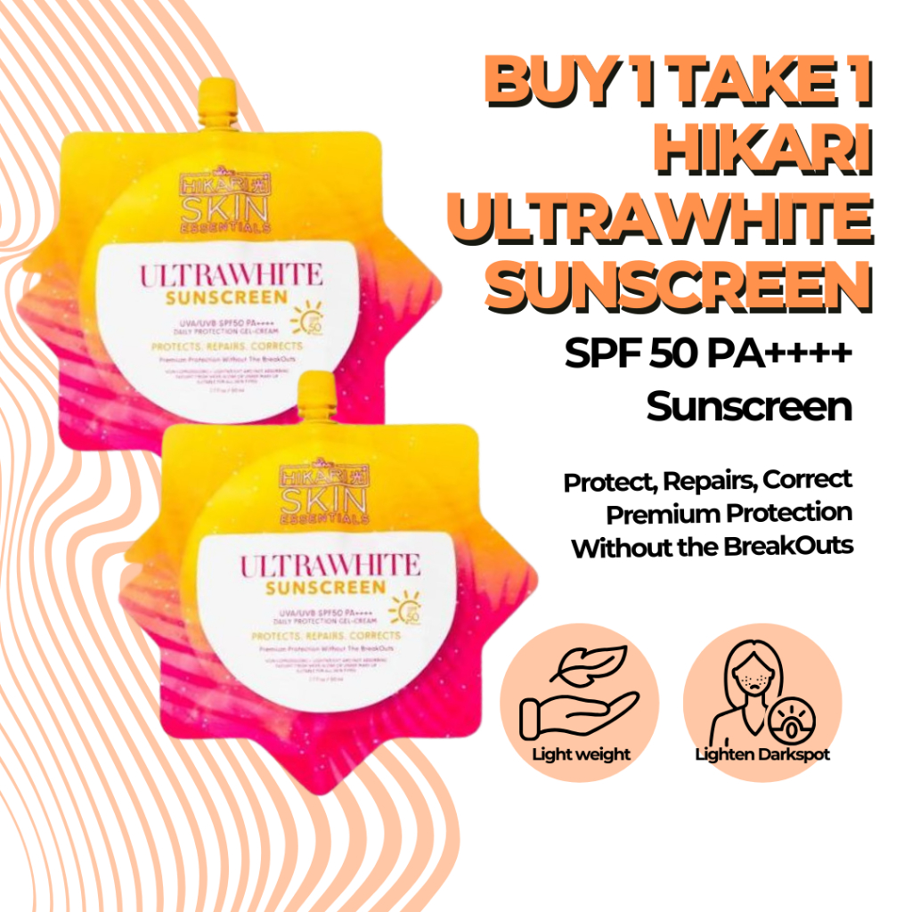 BUY 1 TAKE 1 ORIGINAL Hikari Skin UltraWhite Sunscreen SPF50 PA++++ 50 ...
