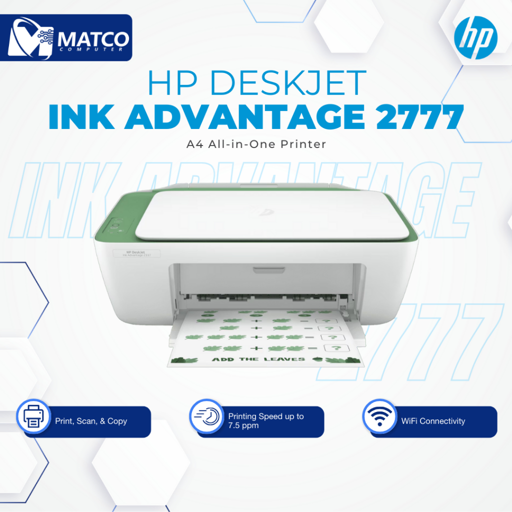 HP Deskjet Ink Advantage 2777 Light Sage Printer | Shopee Philippines