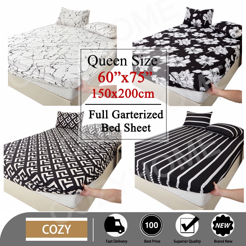 Queen Size Fitted Sheet Fully Garterized Bedsheet Cotton High Quality ...