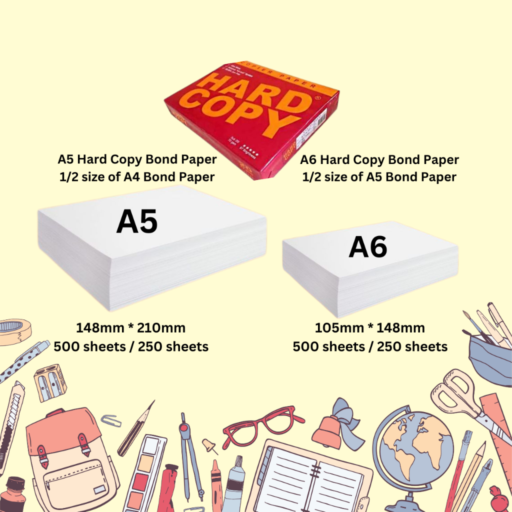 Hard Copy Bond Paper Cut Size A5 / A6 1 ream (500sheets) / half ream ...