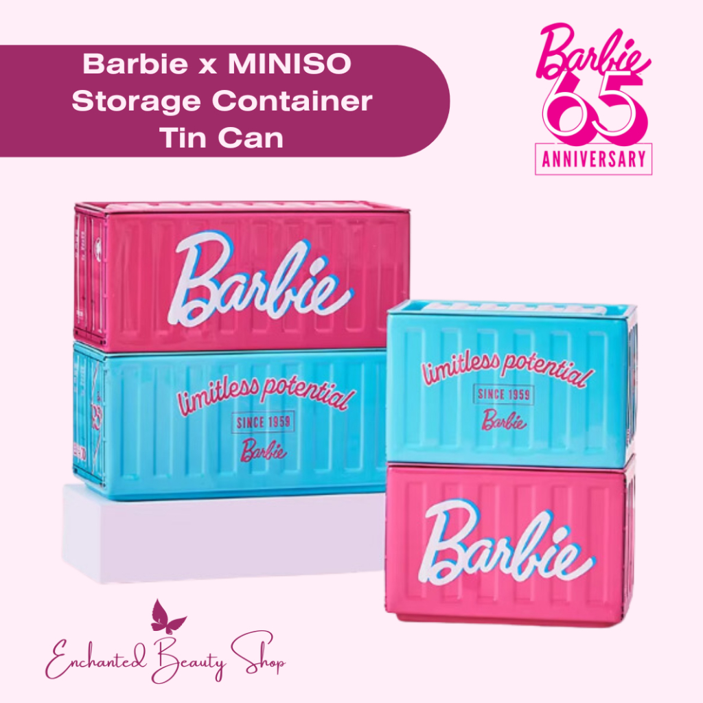 Barbie x MINISO 65th Anniversary Storage Container Tin Can | Shopee ...