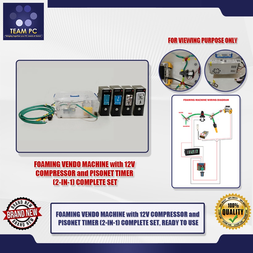 TEAM PC FOAMING VENDO MACHINE with 12V COMPRESSOR and PISONET TIMER (2 ...