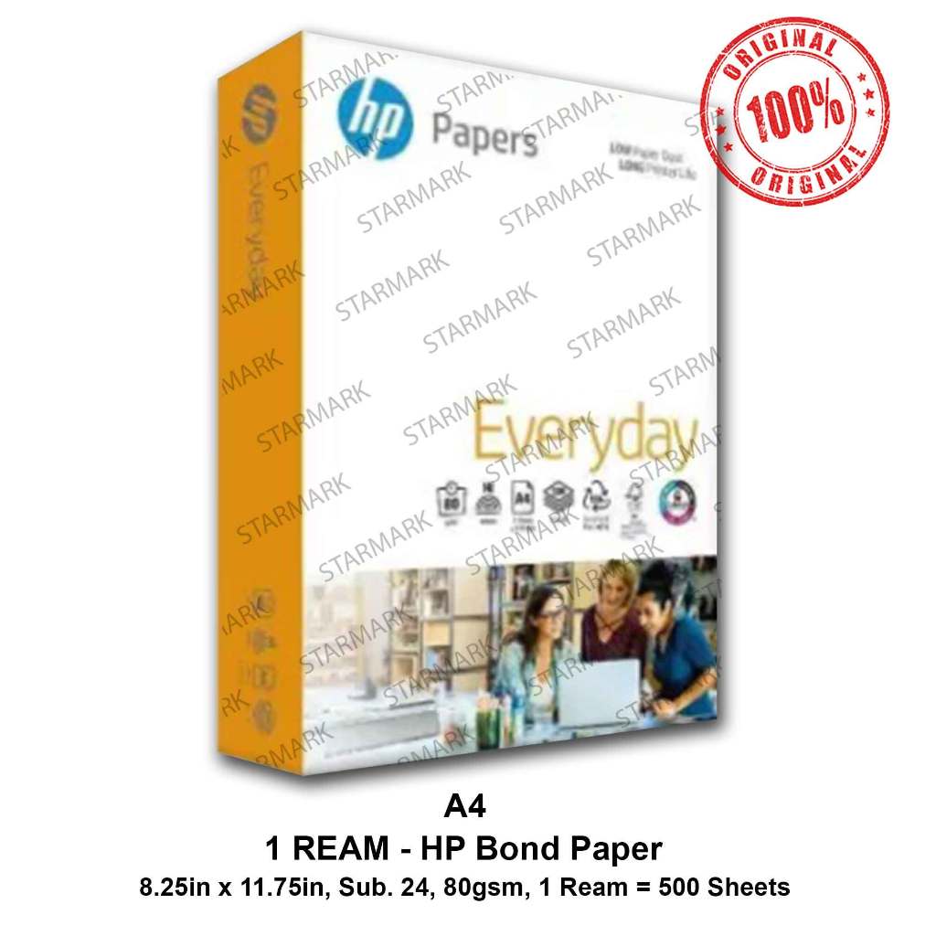 HP Bond Paper A4 80gsm Substance 24 Copy Paper Papers - A4 Size 8 ...