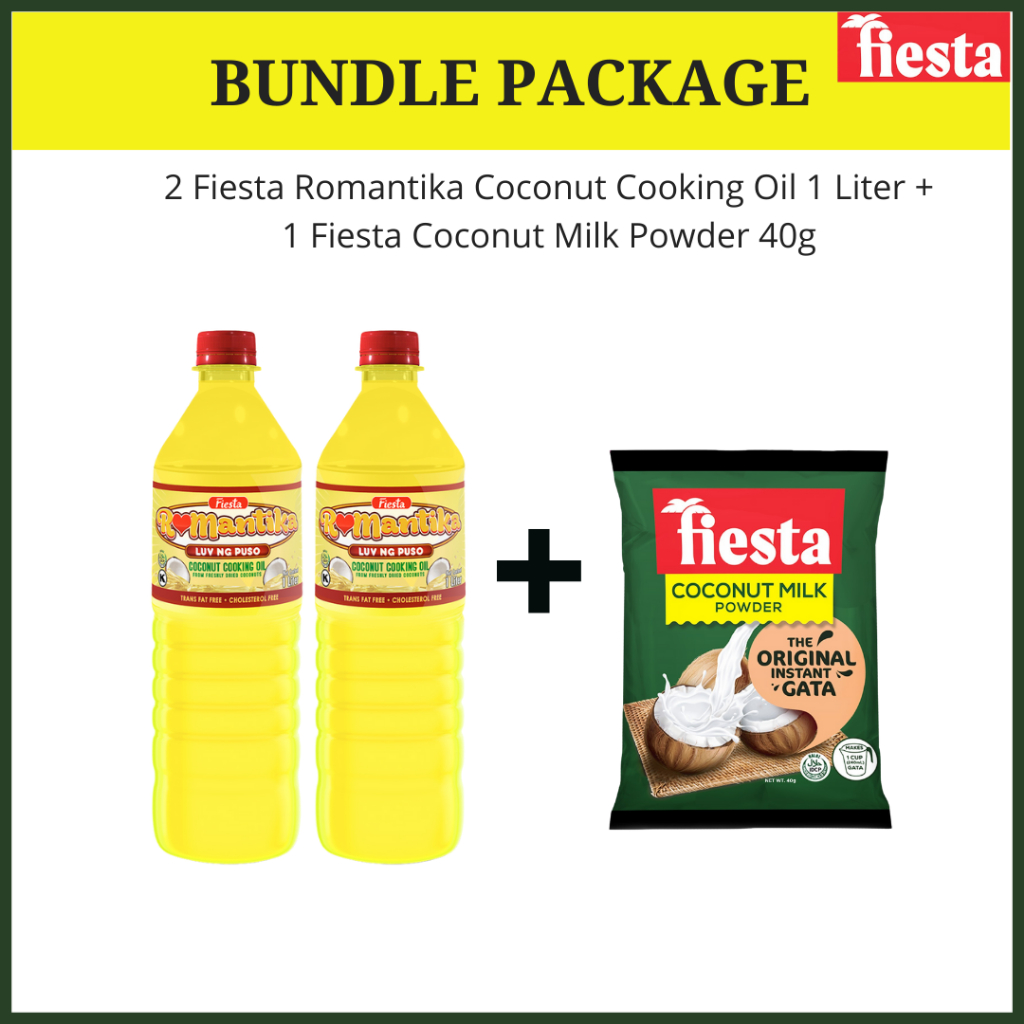 2 Fiesta Romantika Coconut Cooking Oil 1L + 1 Fiesta Coconut Milk ...