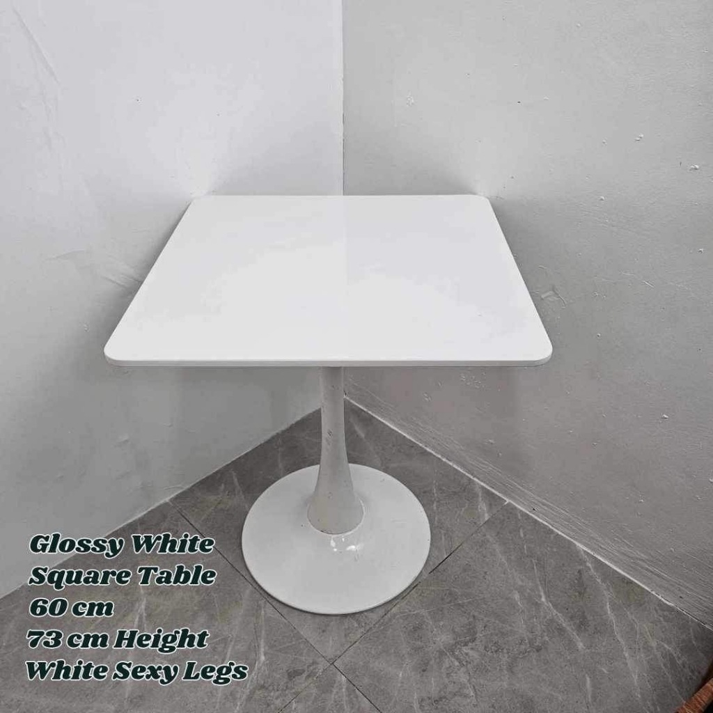 Glossy Square table Modern Household White Square Dining Table Small ...