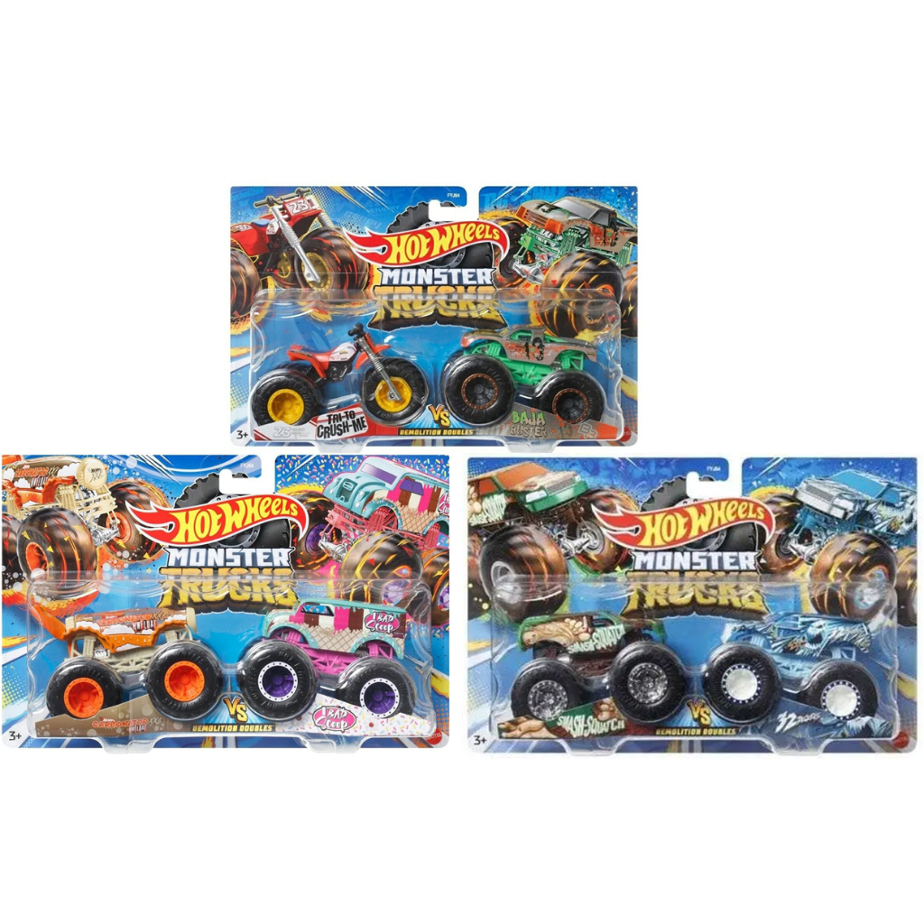 Hot Wheels Monster Truck 2-Pk: Smash-Squatch - 32 Degrees, Tri To Crush ...