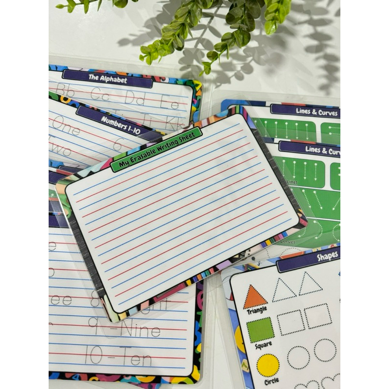 (Laminated) A5 Erasable Writing Sheet with Marker + Tracing Alphabet ...