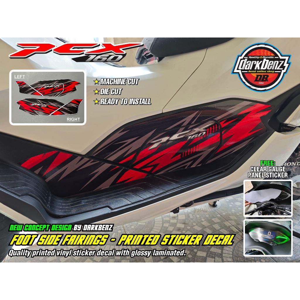 Honda PCX 160 Foot Side Printed Decals with Free Gauge Clear Sticker ...