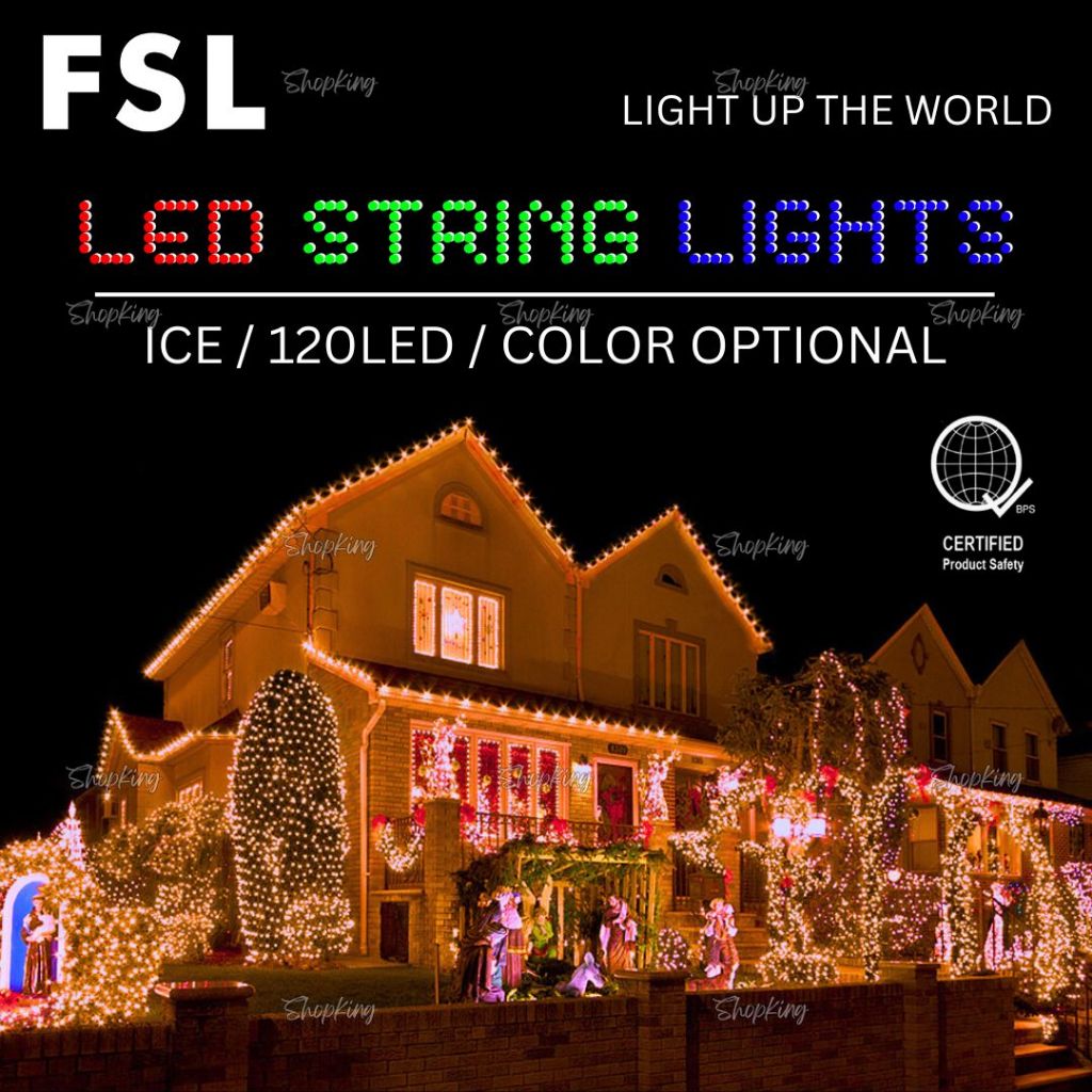 FSL CURTAIN STYLE CHRISTMAS LIGHTS 120LED (4x0.6m) ICE STRING LIGHTS ...
