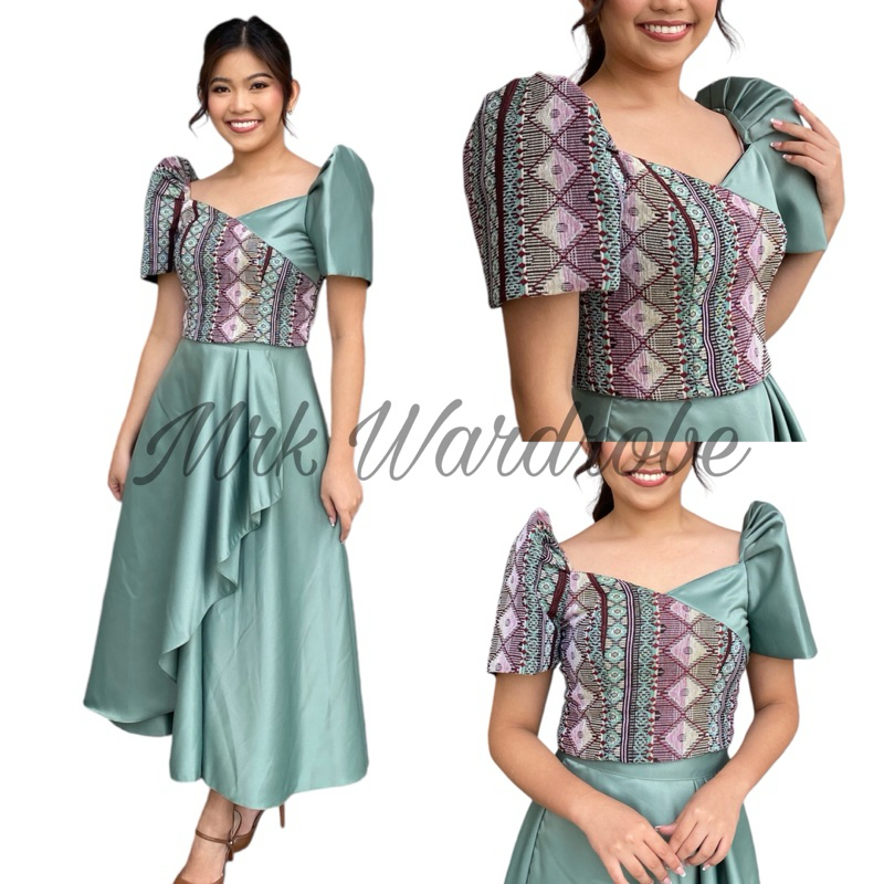Sage Green Ethnic Filipiniana Top and Skirt for Graduation/ Oath Taking ...