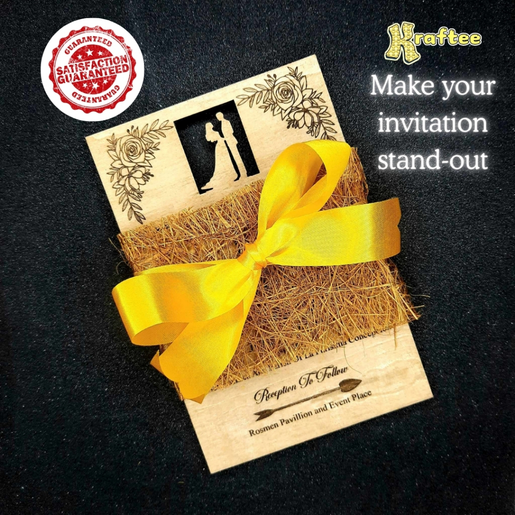 Laser Engraved Wooden Invitation (4R size) | Shopee Philippines