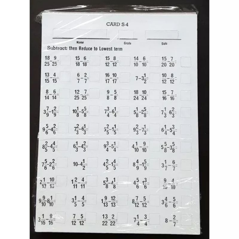 Window Card Math Operations [Addition A-4;Subtraction S-1,S-4;Division ...