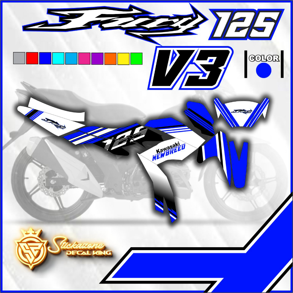 KAWASAKI FURY 125 V3 NEW DESIGN FULL STICKER DECALS PRINTED LAMINATED ...