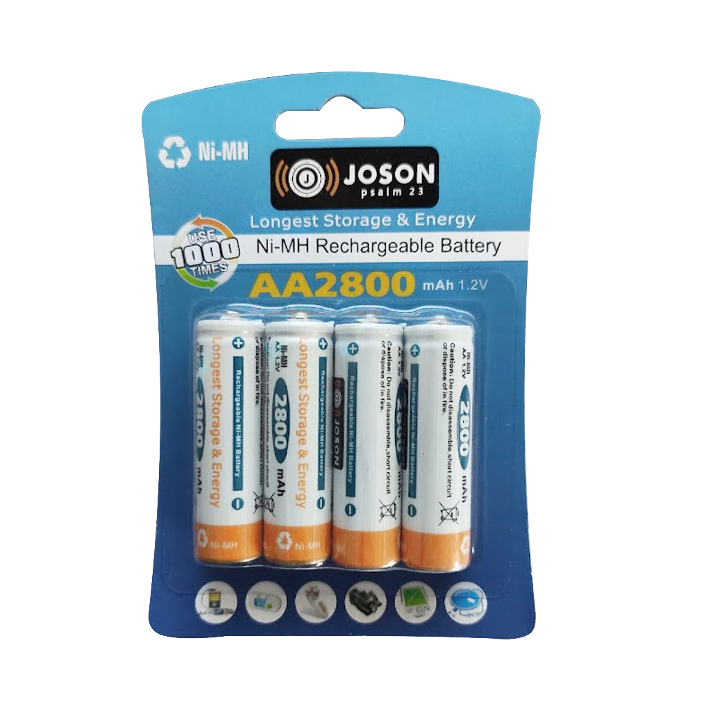 Joson DOUBLE AA 2800mah Rechargeable Battery (4 pcs) | Shopee Philippines