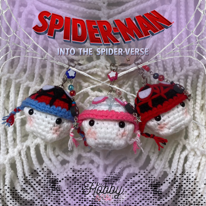 Spider-Man: into the spider-verse inspired mushroom crochet keychain ...