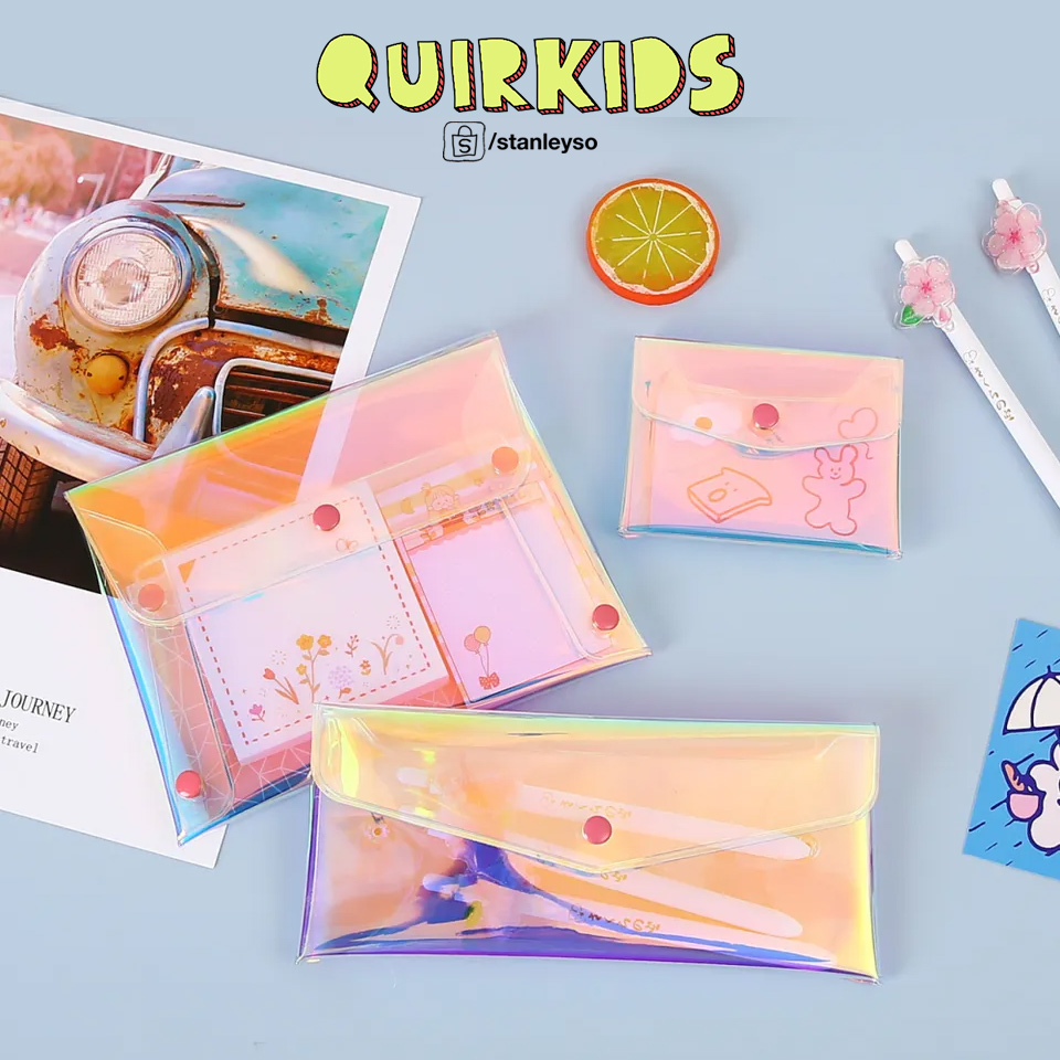 PVC Plastic Snap Envelope Pen Organizer Pencil Clear Transparent ...