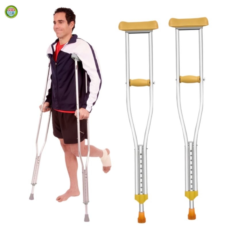 Ultra-Light Weight Underarm Crutch Cane Arm Support Adjustable Height ...