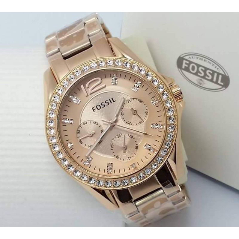 Fossil Ladies Stainless Steel StopWatch With Box Paper Bag and User ...
