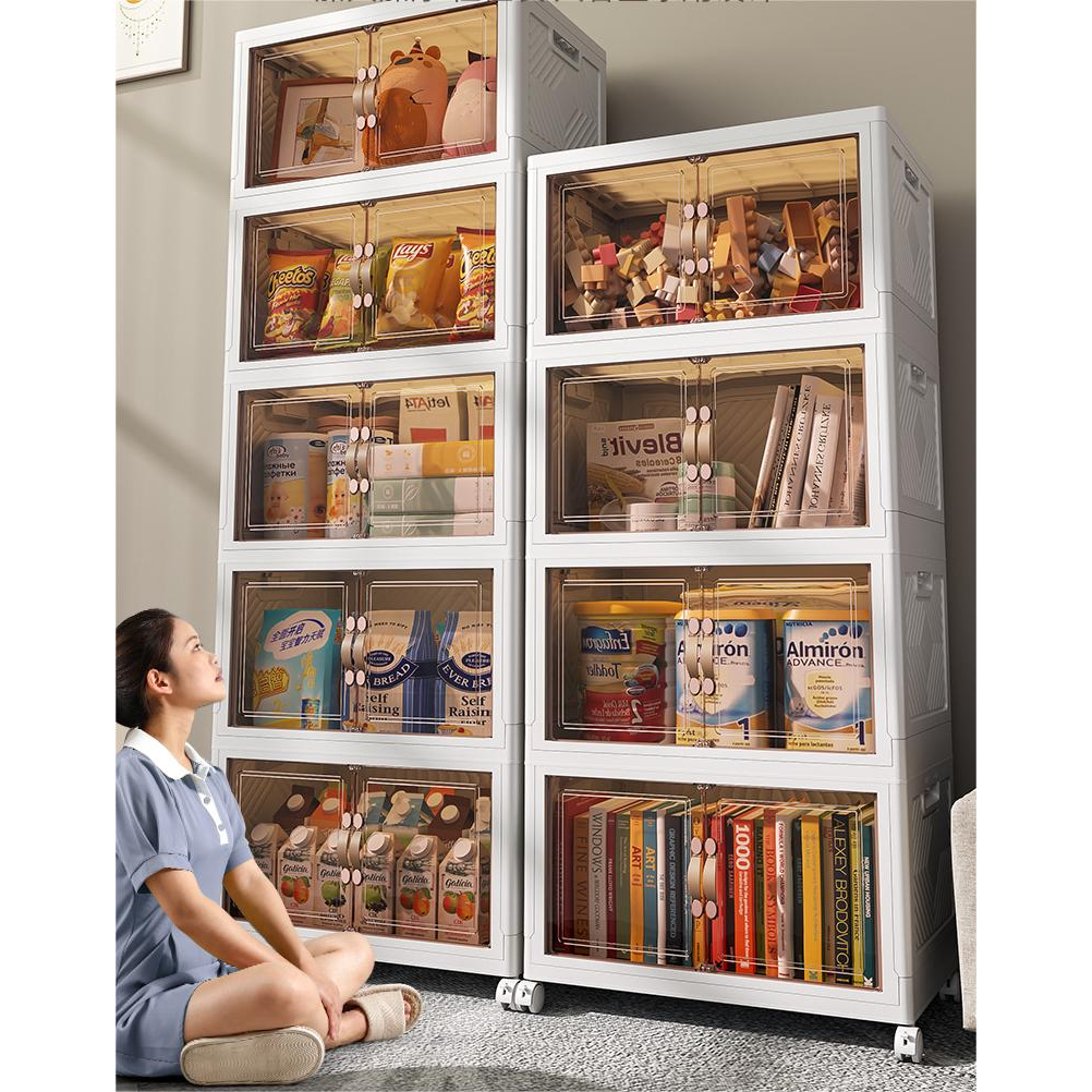 Aesthetic Cabinet Rack Storage Foldable Save Space With Transparent Lid ...