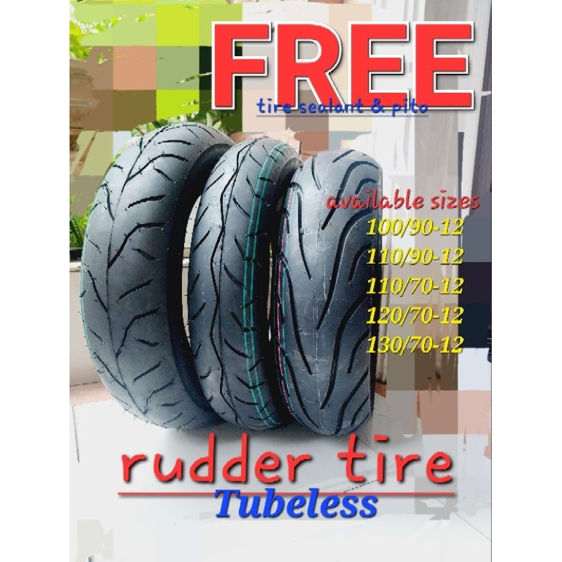 Rudder & Beast Tubeless Tire 100/90-12, 110/90-12, 110/70/12, 120/70/12, 130/70/12 | Shopee ...