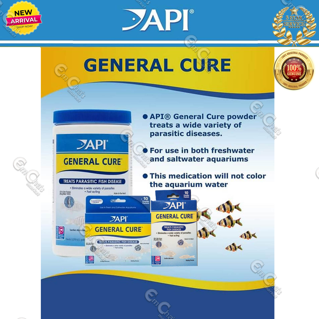 API General Cure Powder 10 Powder Packets (Fmed) Velvet Disease, Fish ...