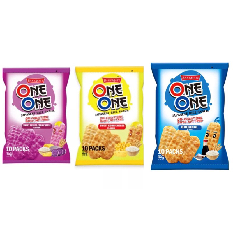 assorted Bakemate One-One Japanes Rice Snacks 56g x 3 | Shopee Philippines