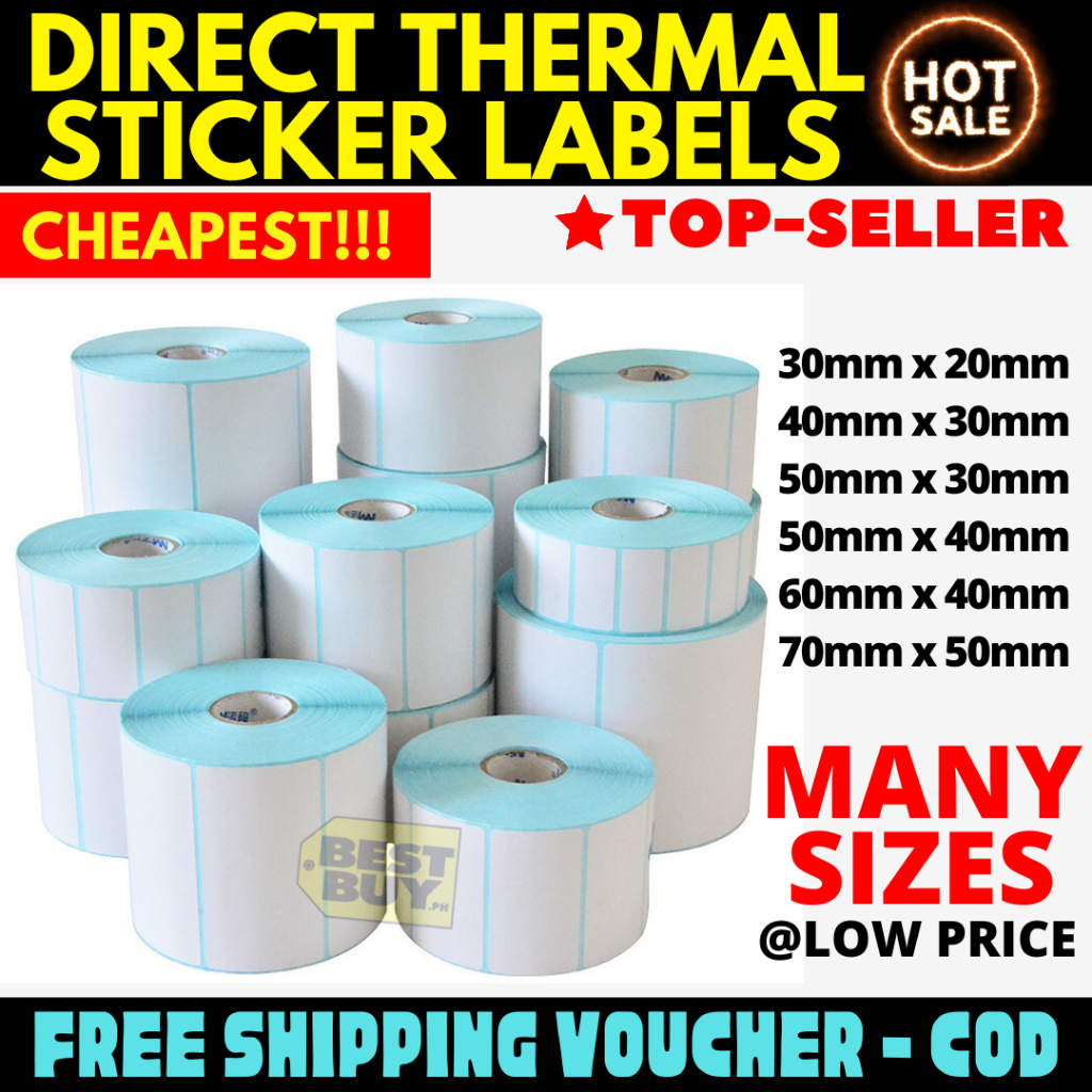 MegaDiscount] Direct Thermal Label Stickers - Many Sizes for Milk Tea ...