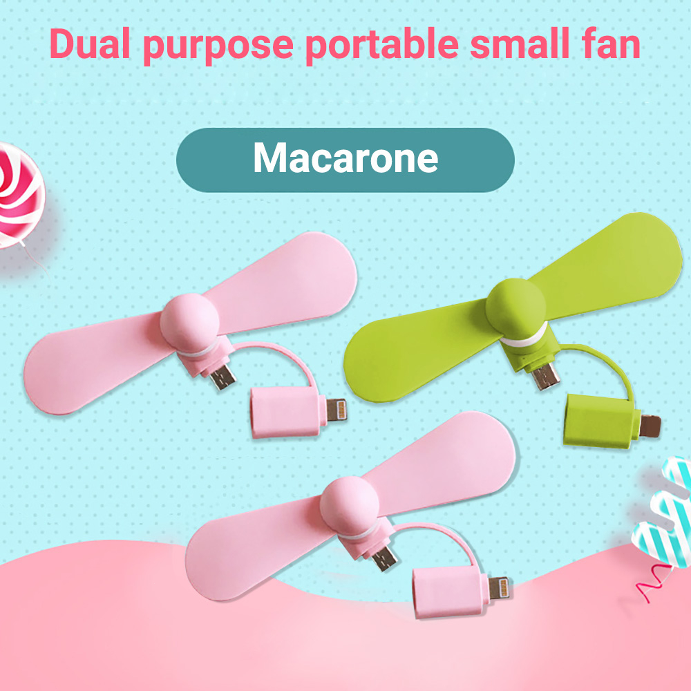 Portable Phone Fan 2 in 1 Small Mini USB Fan For iPhone Android Type-C ...