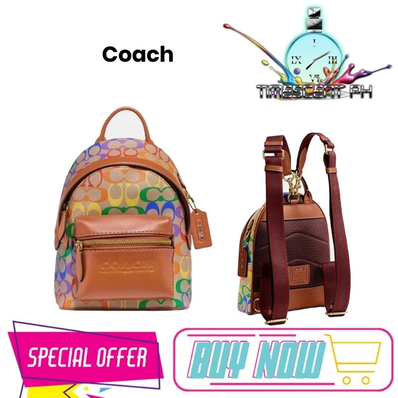 COACH CHARTER BACKPACK 18 IN RAINBOW SIGNATURE CANVAS | Shopee Philippines