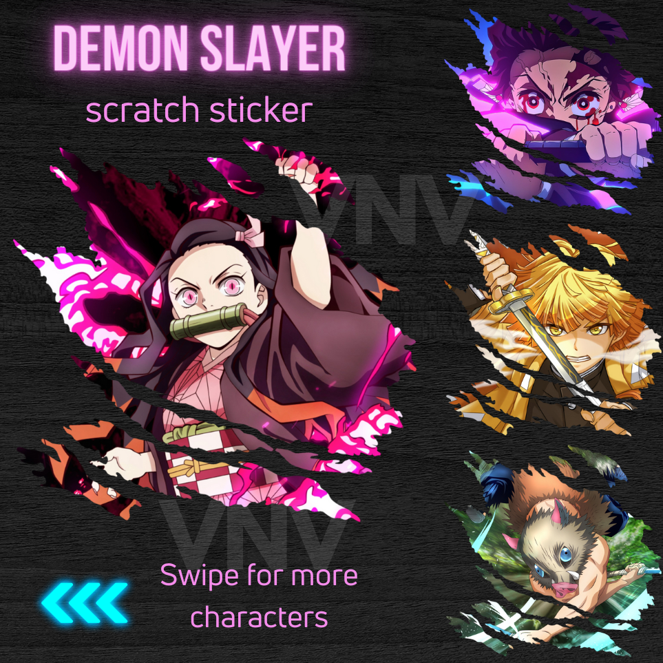 Demon Slayer Scratch Sticker Vinyl Waterproof Anime | Shopee Philippines