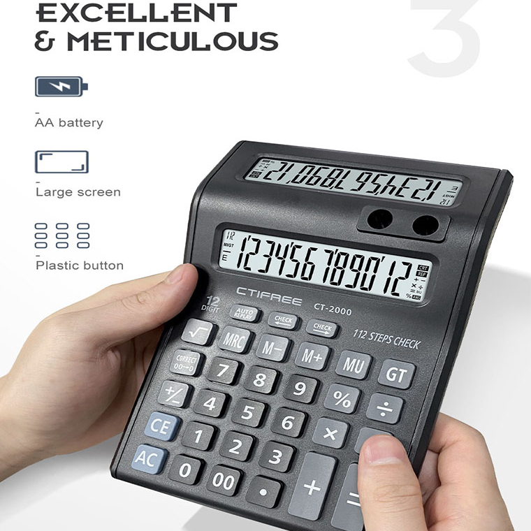 NEW KK-8585 Dual-Screen Calculator 12digit Large-Screen Display ...