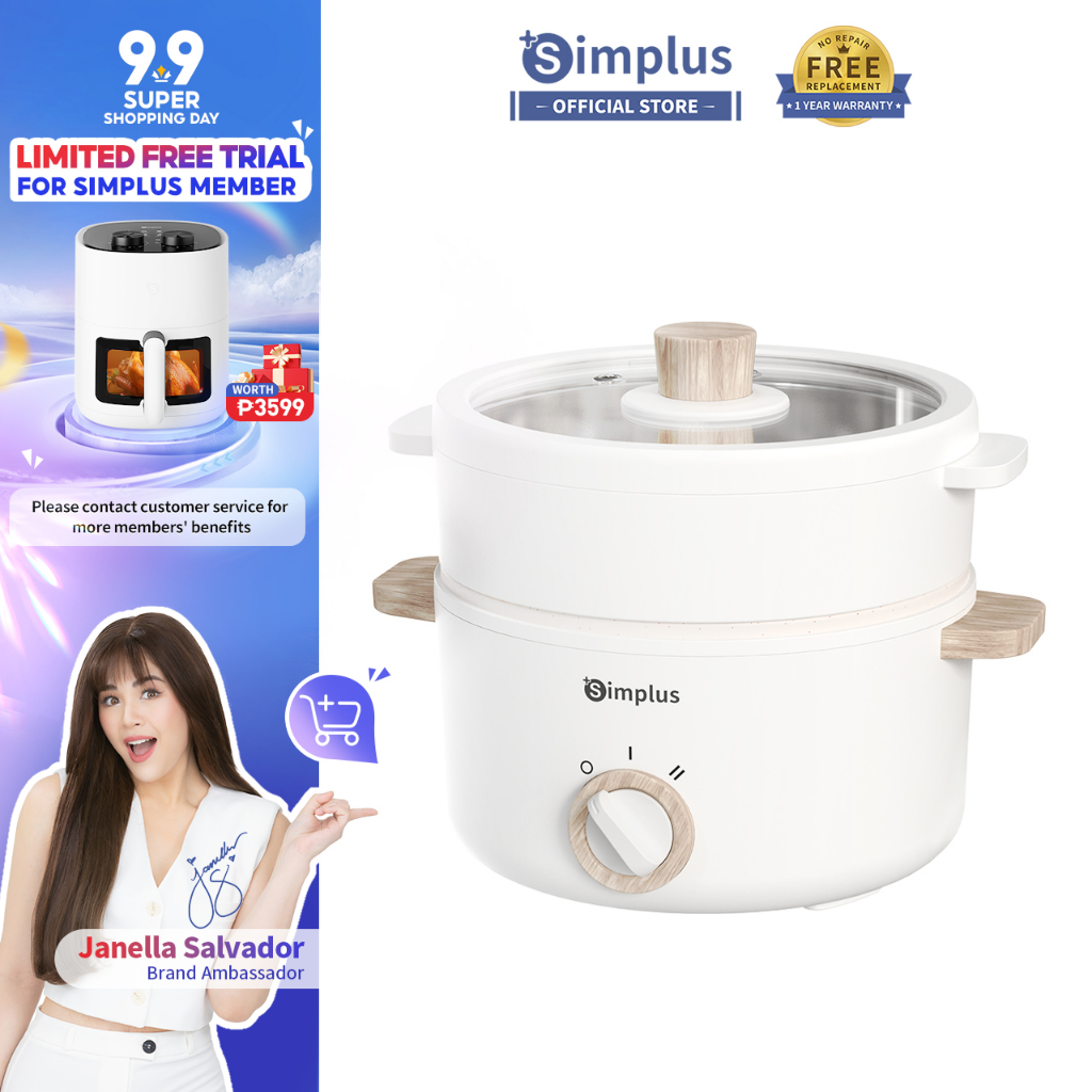 Simplus Rice Cooker 1.5L Electric Cooker Stainless Steel Steamer Multi ...