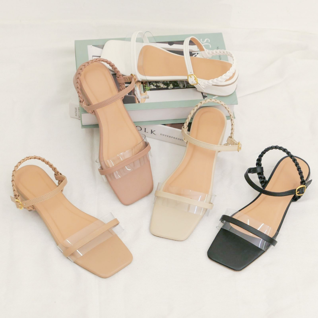 Barefoot MNL Ryee Transparent Strap 1 inch Block heels | Shopee Philippines