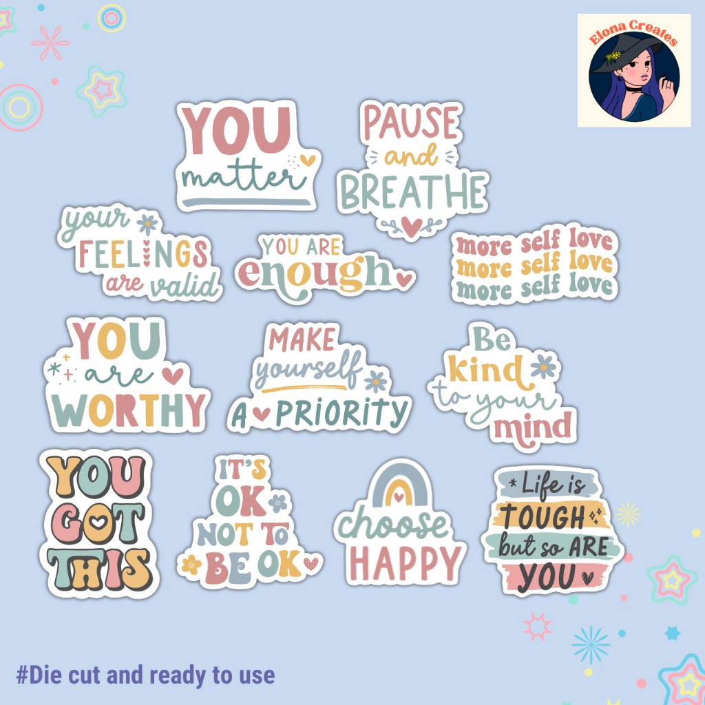 Self-Care Mental Health Awareness Motivational Stickers For Laptops ...