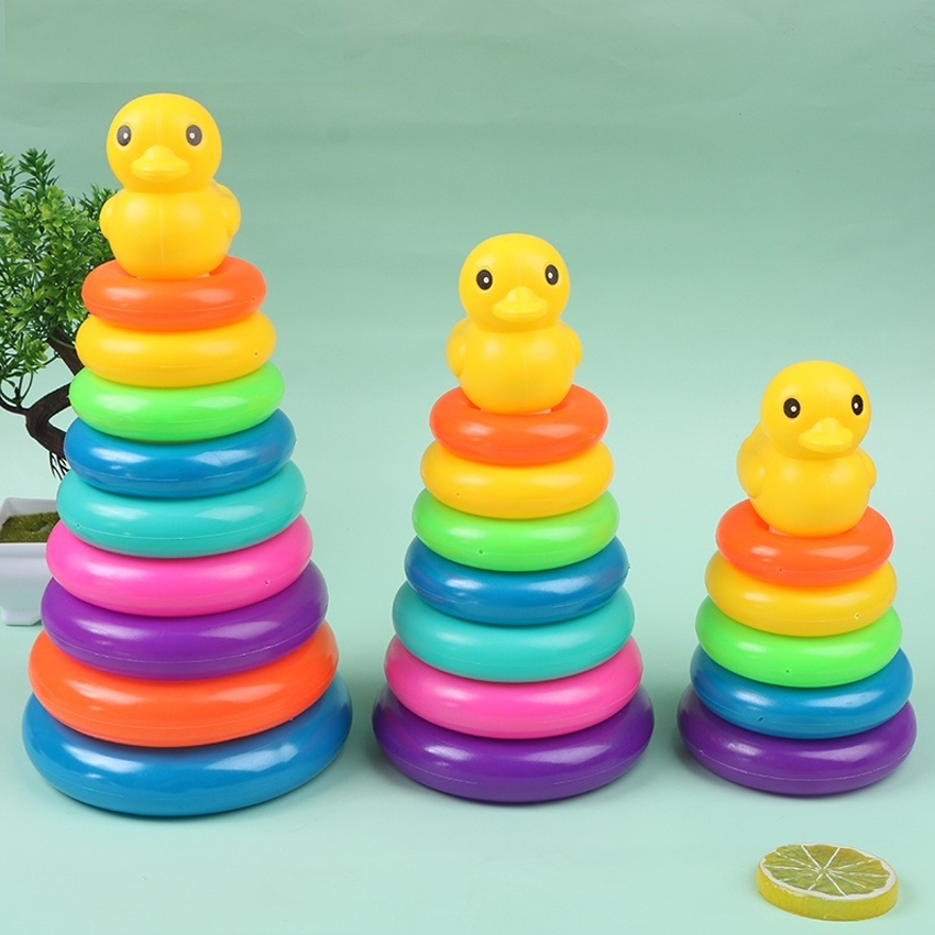 Rainbow Color Stacking Plastic Ring Tower Rings Toy For Kids ...