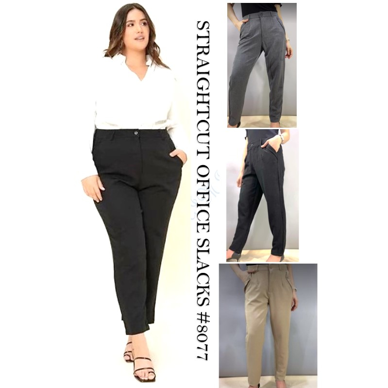 (M-4XL) Button Lock Elasticated Back W/Belt Loops & Pockets Plussize Officewear Slacks Pants ...