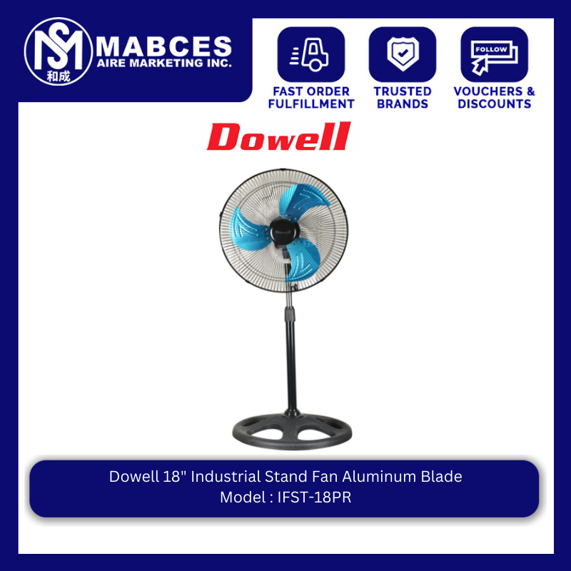 Dowell 18" Industrial Stand Fan Aluminum Blade Oscillating Motion 75 ...