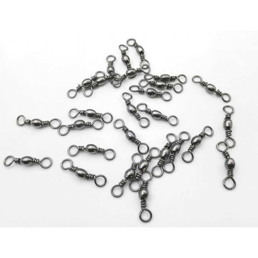 50pcs Fishing Rolling Barrel Swivel Stainless Steel Black Nickel Fishing Line Connector Swivels ...