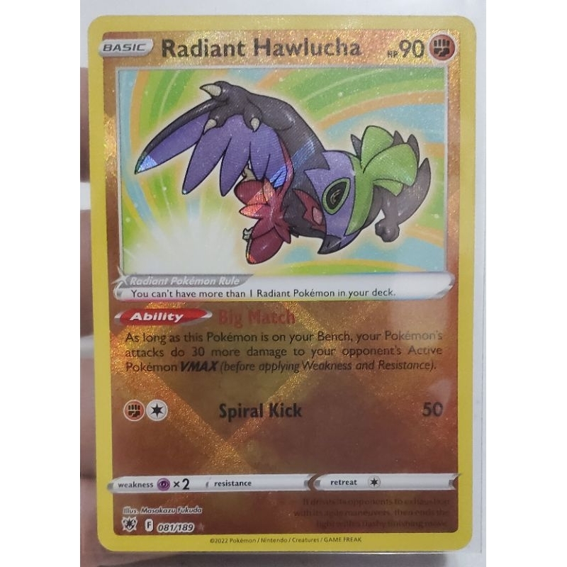 Pokemon TCG Radiant Hawlucha 081/189 Silver Tempest Sword and Shield ...