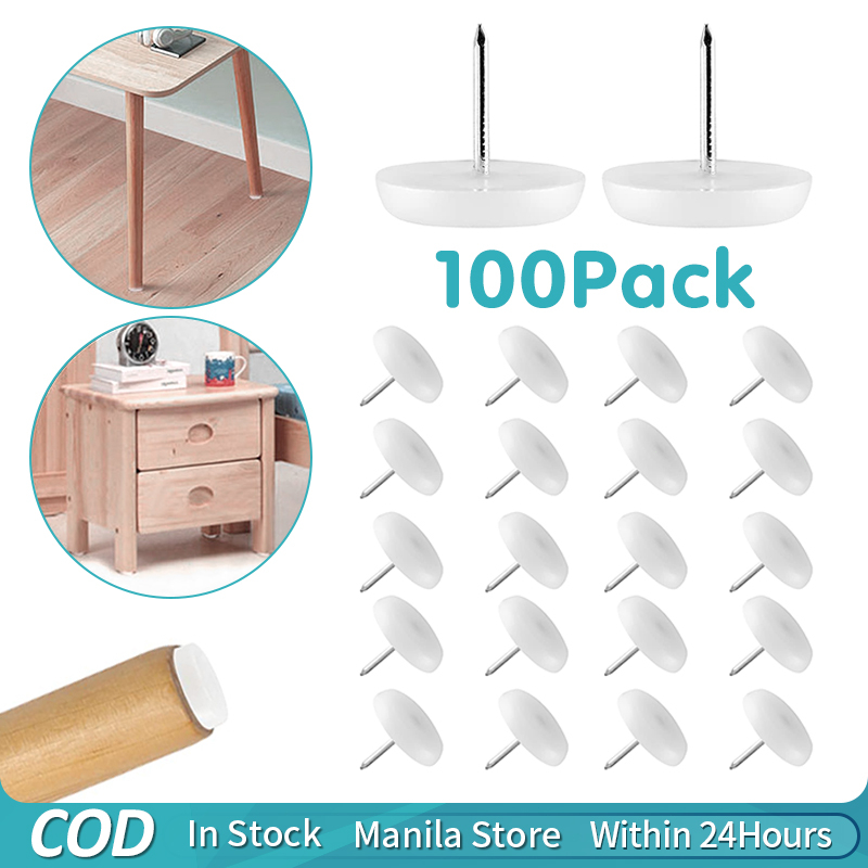 100pcs Furniture Feet Nail Plastic Glide Nails Chair Table Leg ...