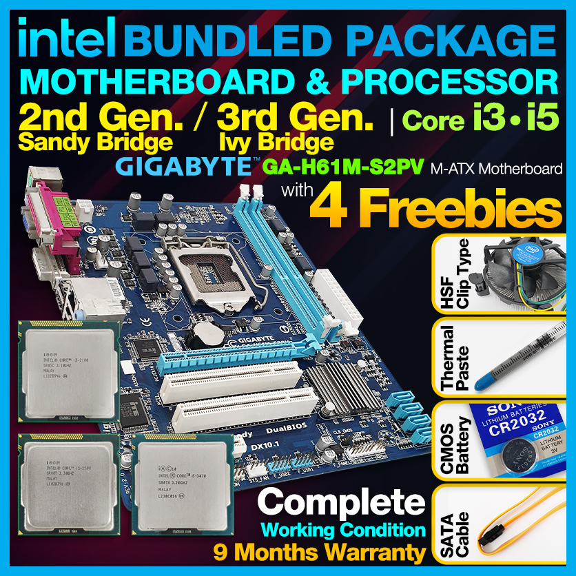 2nd, 3rd Gen. Intel Processor & Motherboard Bundle Package with 4 Free ...