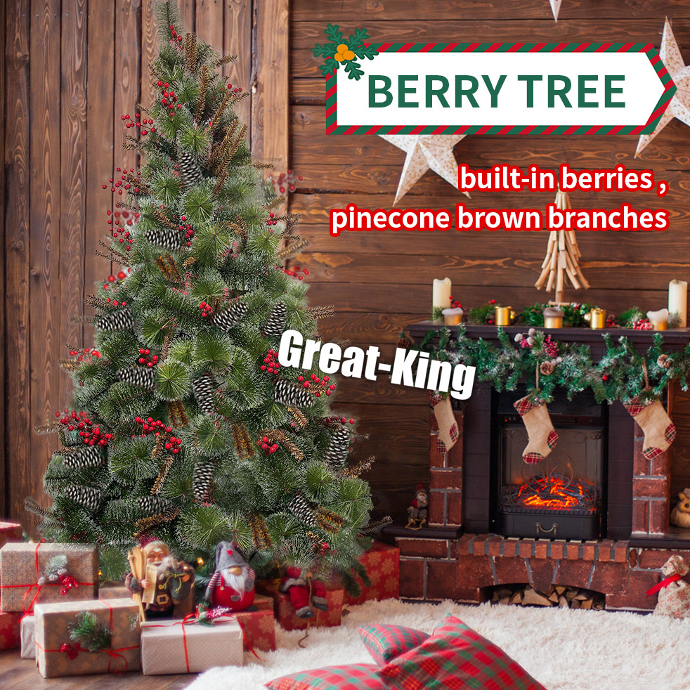 Great-King 120CM/4FT Berry Christmas Tree Artificial Snowflake ...