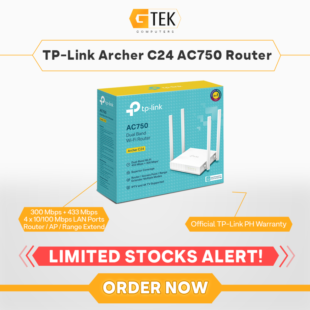 TP-Link Archer C24 AC750 Dual-Band 2.4Ghz 5Ghz Wi-Fi Router | Shopee ...