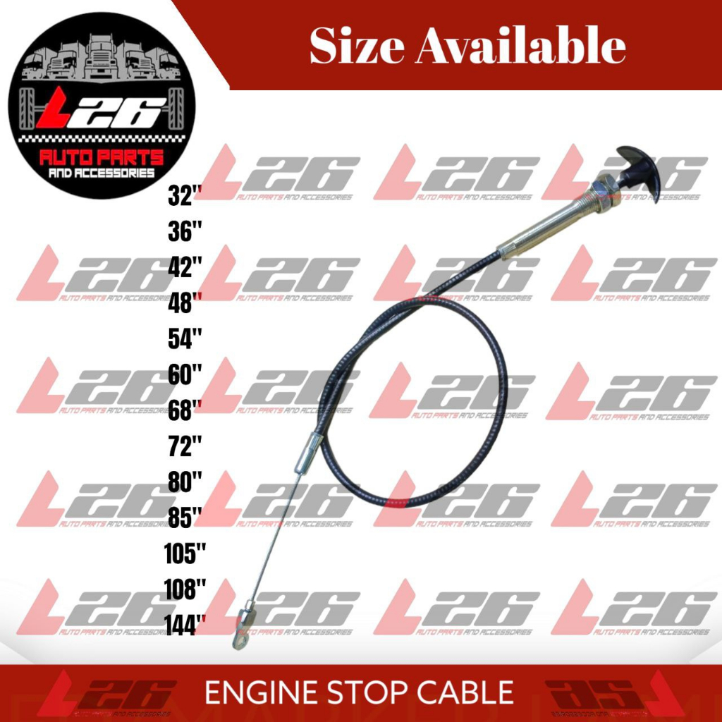 ENGINE STOP CABLE 32" 36" 42" 48" 54" 60" 68" 72" 78" 80" 85" 90" 95 ...