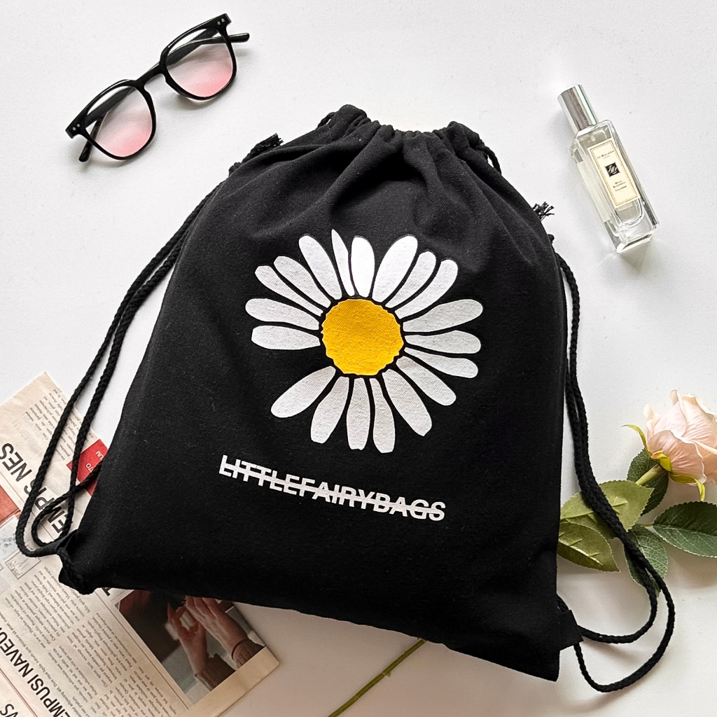 VG Canvas Drawstring Bag Black White String Bag Backpack Canvas #153 ...